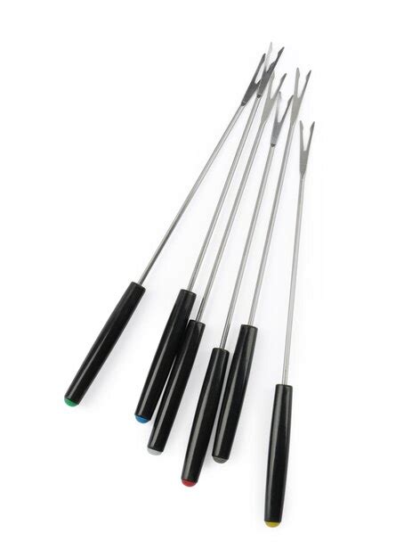 Premium Photo Set Of Fondue Forks Isolated On White Top View Kitchen Equipment