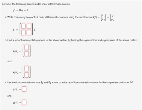 Solved Consider The Following Second Order Linear
