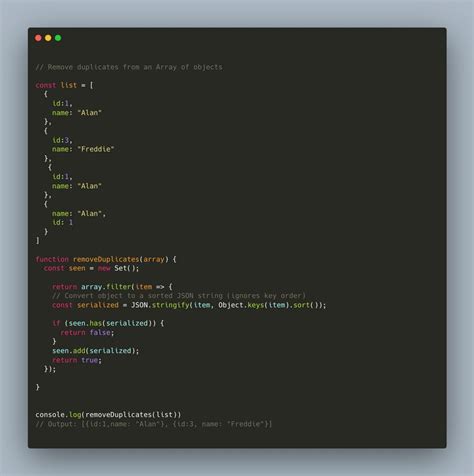 Js📔 Removing Duplicates From An Array Of Objects Dev Community