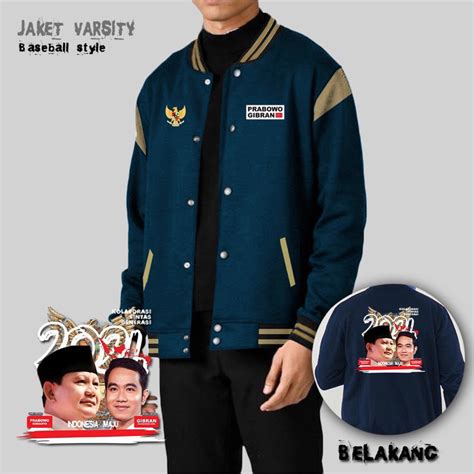 Jual Jaket Bassebal Varsity Prabowo Gibran Jaket Gemoy Relawan