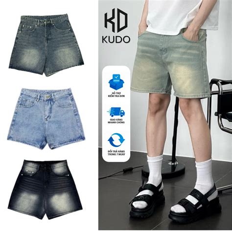 Quần Short Jean Nam Retro Avocado ống Rộng Form Trên Gối Cao Cấp