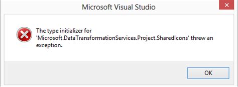 Fix The Type Initializer For Microsoft DataTransformationServices Project SharedIcons Threw