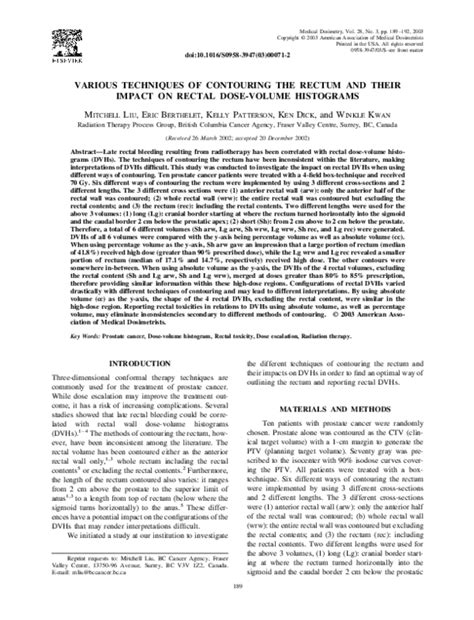 Pdf Various Techniques Of Contouring The Rectum And Their Impact On