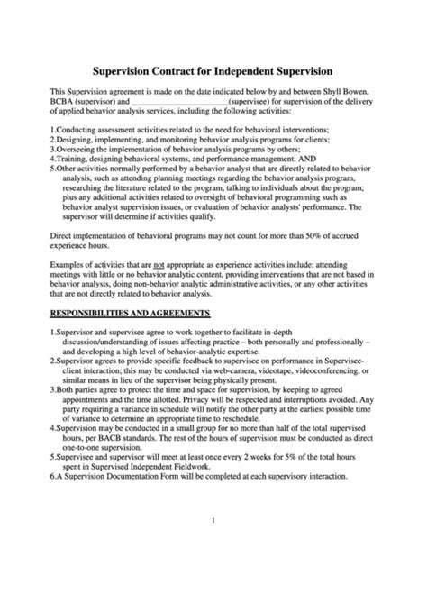 Top 6 Bcba Supervision Form Templates Free To Download In Pdf Format