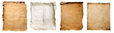 Collection Set Of Vintage Aged Paper Scroll Parchment Old Texture Torn