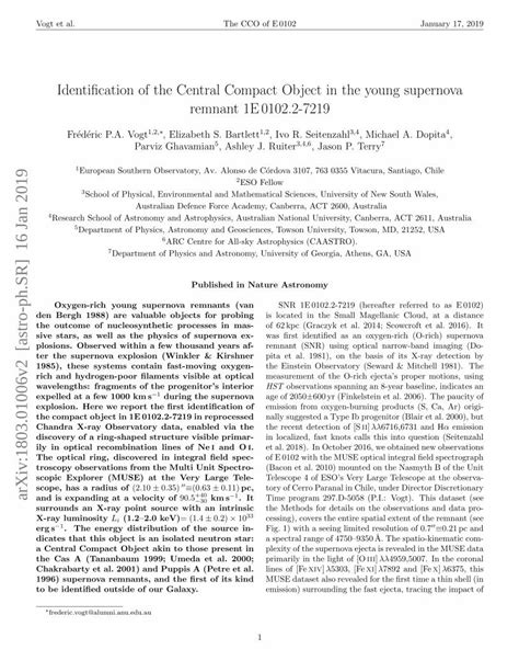 Pdf Identi Cation Of The Central Compact Object In The Young