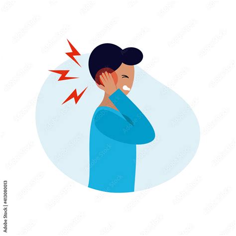 The Man Has An Earache Otitis Media In The Ear Symptoms Of Hearing