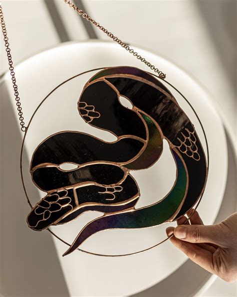 Python Stained Glass Suncatcher Snake Nature Panel Décor Sclow