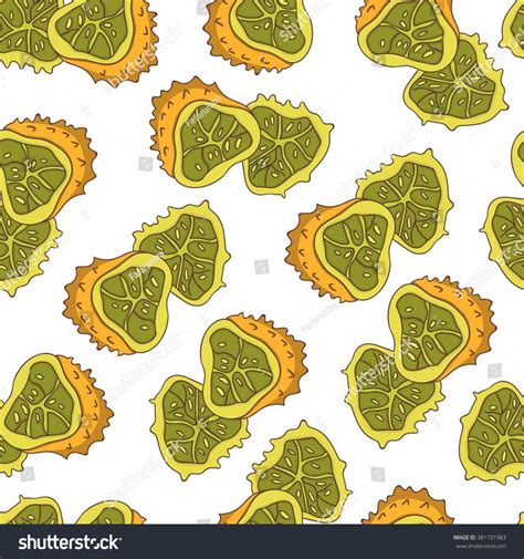 Kiwano Seamless Pattern Collection Exotic Fruits Vector De Stock