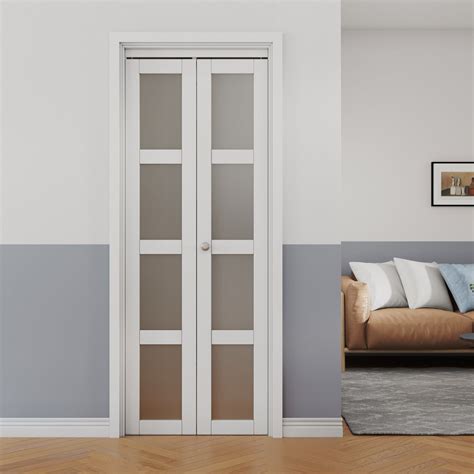 Ark Design 4 Lite Tempered Frosted Glass Closet Bifold Door With Hardw