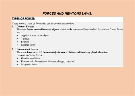 Forces And Newtons Laws Forces And Newtons Laws Types Of Forces There Are Two Types Of