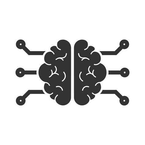 Vector Illustration Of Brain Technology Icon In Dark Color And White