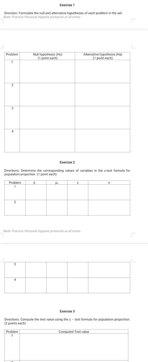 Exercise 1 Direction Formulate The Null And StudyX
