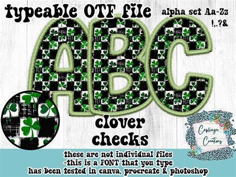 Clover Checks Alpha Font Aa Zz And Faux Embroidery Typeable Otf