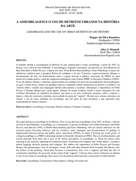 A Assemblage E O Uso De Detritos Urbanos Na História Da Arte Pdf As Artes Estética