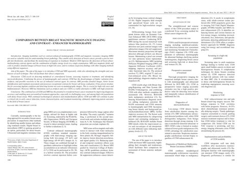 Pdf Comparison Between Breast Magnetic Resonance Imaging And Contrast