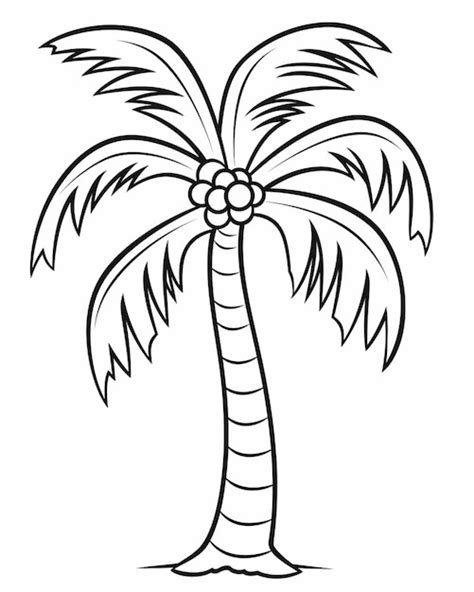 Um Desenho Em Preto E Branco De Uma Palmeira Um Fundo Branco