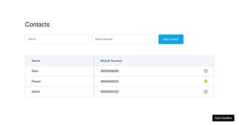 Contacts List Reactjs Codesandbox
