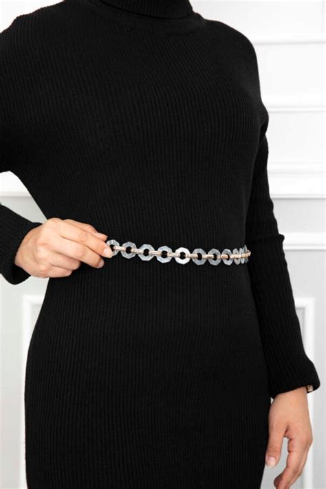 Round Chain Hijab Belt Gray Wholesale Hijab And