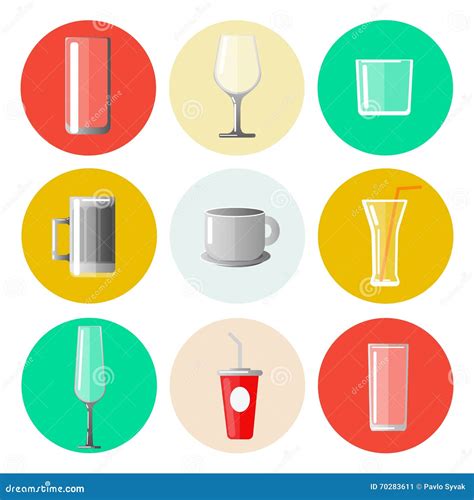 Set Of Different Glasses And Cups Stock Vector Illustration Of Drink