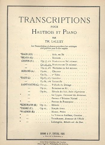 Chopin Frédéric Nocturne op 48 1 pour hautbois et piano