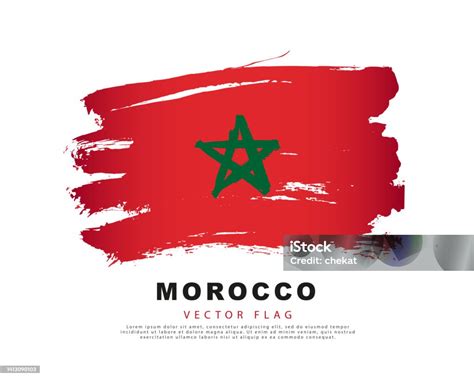 모로코의 국기 빨간색과 녹색 브러시 스트로크 손으로 그립니다 흰색 배경에 고립된 벡터 일러스트레이션입니다 기에 대한 스톡 벡터 아트 및 기타 이미지 Istock