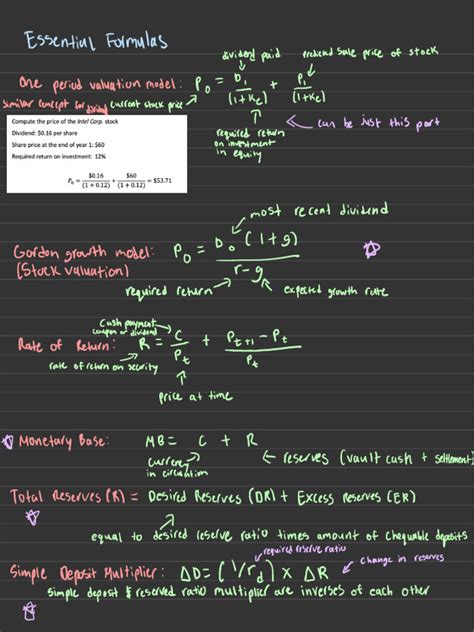 Essential Formulas Econ 206 Midterm 2 Pdf Reserve Requirement