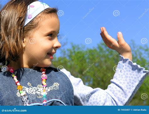 Girl Waving Stock Image Image Of Goodbye Contentment 7455407