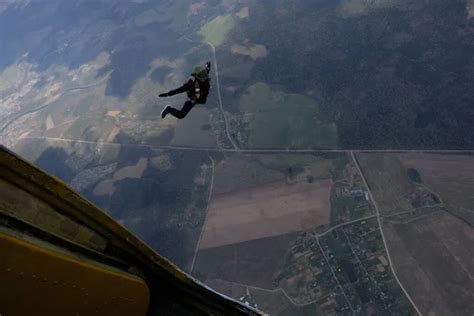 Skydiving Exit Start Jump Skydiver Has Just Jumped Out Plane Stock