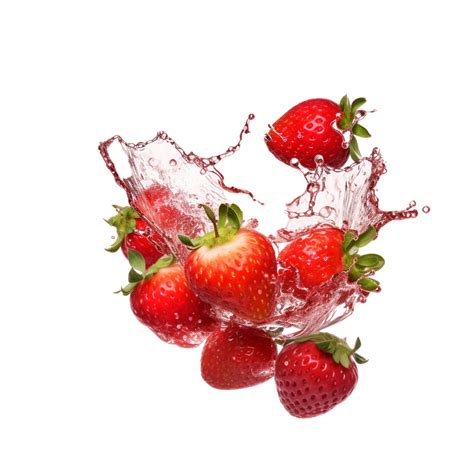 A Strawberry With Water Splashing Fresh Strawberry In Water Splash