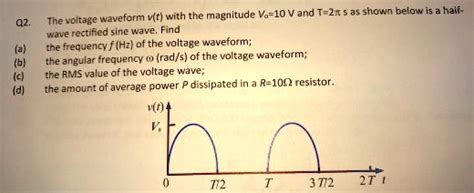 Solved The Voltage Waveform Vt With The Magnitude Vo10 V And T2Ï
