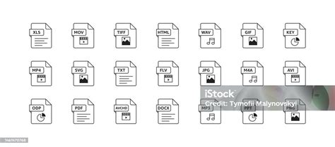 File Types Icon Set Xls Mov Tiff Html Wav  Key Mp4 Svg Txt Flv 