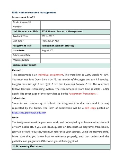 Asm2 Brief Pdf Human Resource Management Economies