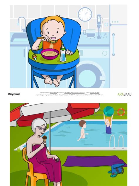 Laminas Pictogramas Fotos Comer Beber Oler Oir Mirar Jugar Leer Dormir