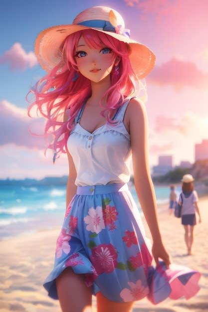 Premium Photo Beautiful Anime Girl On Beach Anime Girl Anime