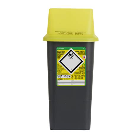 Fm51105430 Sharpsafe ® Sharps Container Bins Grey With Yellow Lid 7 L Pack 1 Sharps Bin