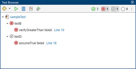 Run Tests Using Test Browser MATLAB Simulink