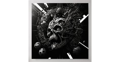Monochromatic Skull Design Poster Zazzle