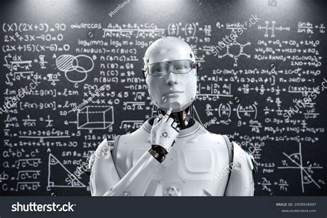 Machine Learning Concept 3d Rendering Robot Stock Illustration