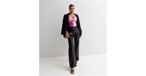 Bright Pink Metallic Scoop Neck Bodysuit New Look