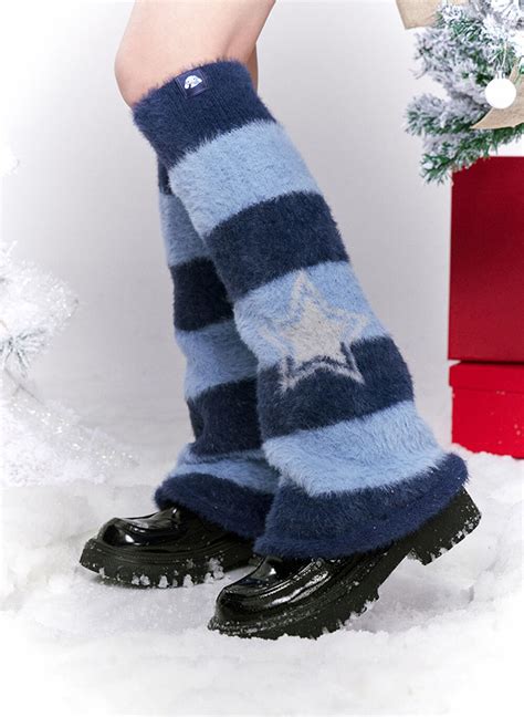 Cinnamoroll Star Graphic Blue Striped Leg Warmers Kawaiienvy