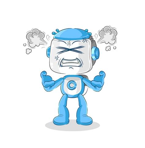 Premium Vector Humanoid Robot Very Angry Mascot Cartoon Vector