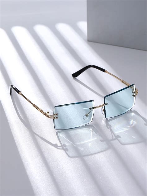 Rectangle Lens Rimless Fashion Glasses For Men