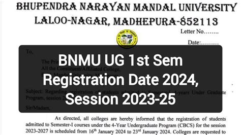 Bnmu Ba Bsc Bcom 1st Sem Registration 2024 Apply Session 2023 27