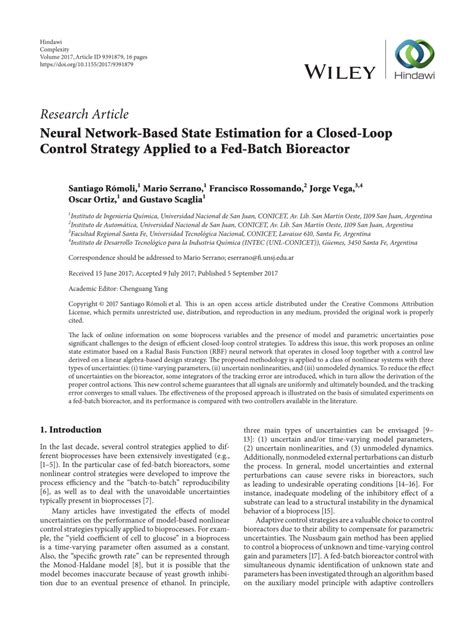 Pdf Neural Network Based State Estimation For A Closed Loop Control Strategy Applied To A Fed