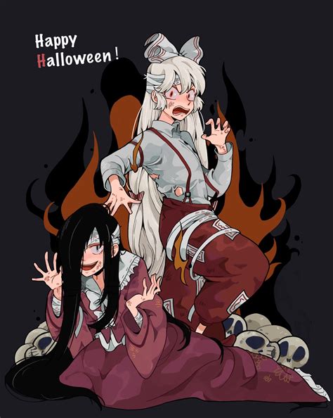 Fujiwara No Mokou And Houraisan Kaguya Touhou Drawn By Iampenguinj