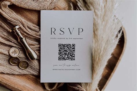 Minimal Modern Wedding Rsvp QR Code Card Template Simple QR Code