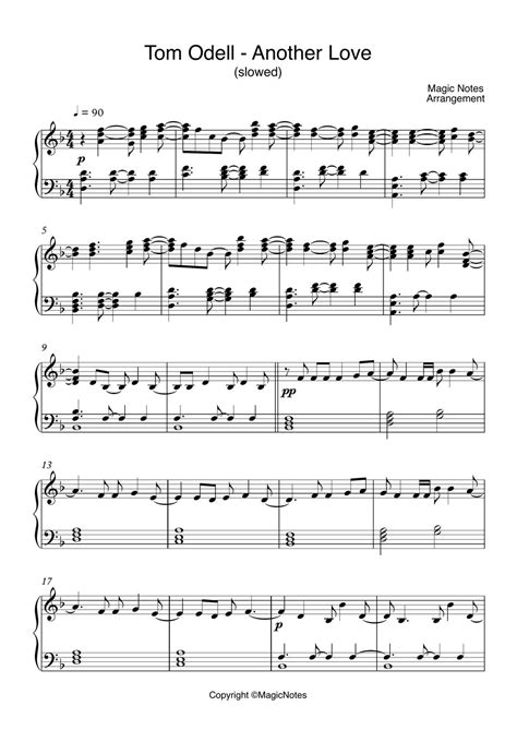 Tom Odell Another Love Slowed Sheet By Magicnotes