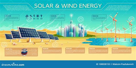 Solar And Wind Energy Vector Concept Illustration Stock Vector