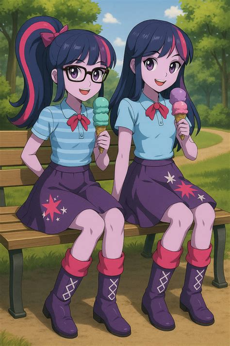 Princess Twilight And Sci Twi Eating Ice Cream By Tgvduplexjoel255 On